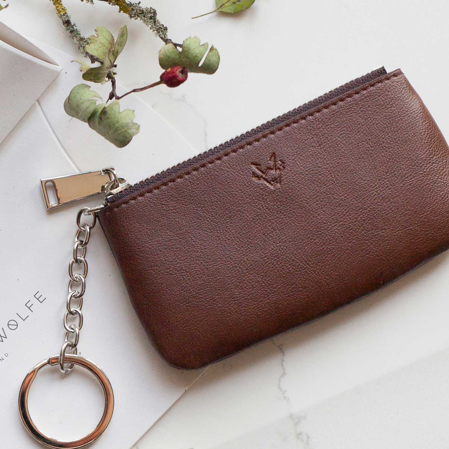 Zipped Key Holder Wallet in Oakbark Brown - Key Pouch | Watson & Wolfe